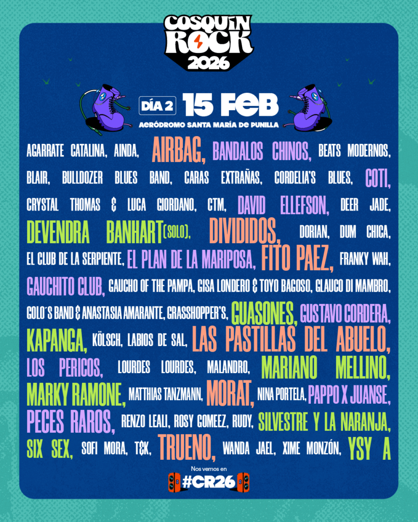Cosquín Rock se celebra el 15 y 16 de Febrero de 2026